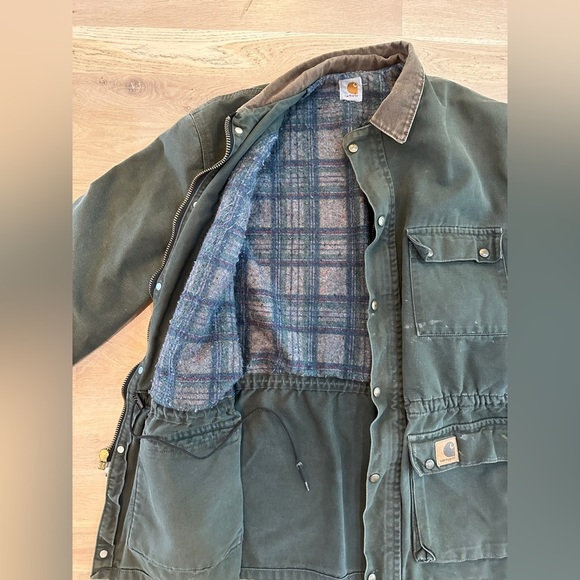 Carhartt | Jackets & Coats | Vintage Carhartt Green Chore Barn Work Coat Jacket Blanket Lined ...
